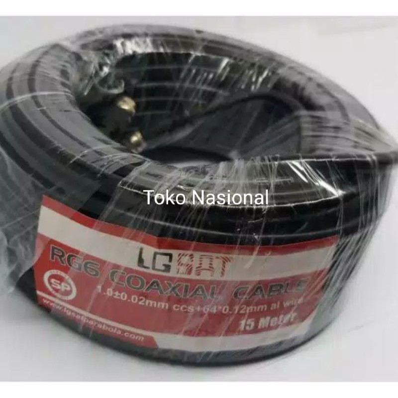 Jual Kabel Parabola RG6 merek LGSAT 15m lengkap conector untuk parabola ...