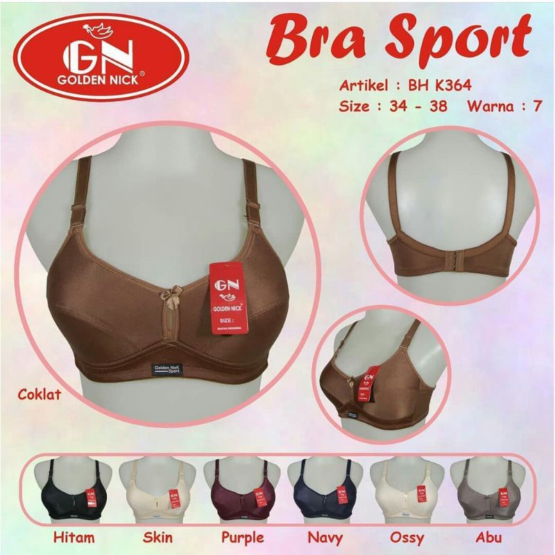 Jual Sport bra bh Golden Nick K364 kilap busa tipis tanpa kawat ukuran 34-42 | Shopee Indonesia