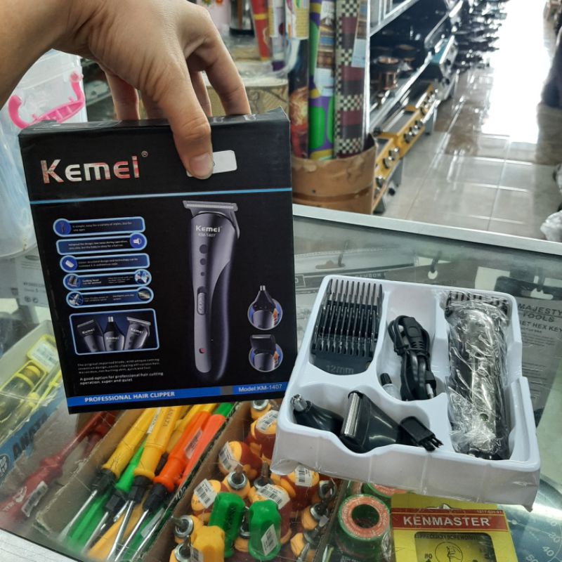 Jual Kemei KM-1407 Charge Cukur Rambut Hair Trimer Clipper | Shopee Indonesia