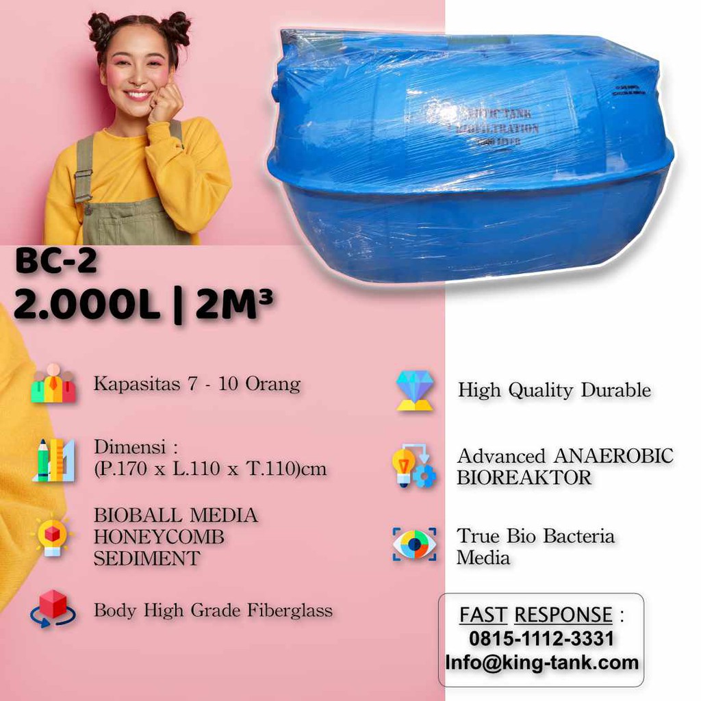 Jual SEPTICTANK BIOFILTER HORISONTAL 2000 L / 2M3 BIOTANK INDONESIA ...