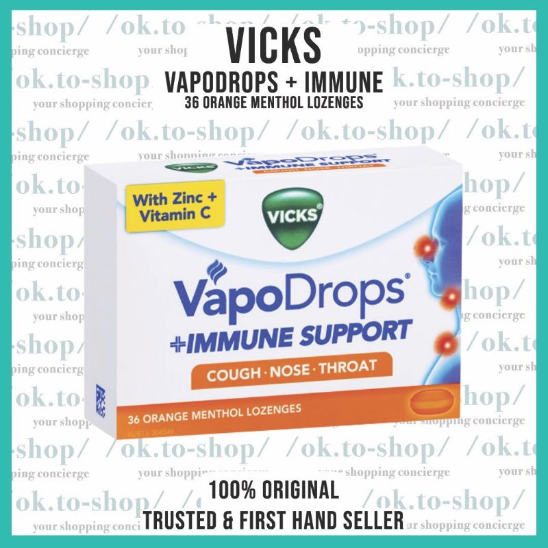 Jual Vicks Vapodrops Orange 36 Lozenges Permen Hisap Tenggorokan Ready ...