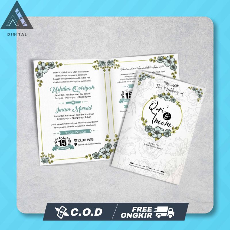 Jual Undangan Pernikahan Tema Desain Floral Elegan Modern Simple ...