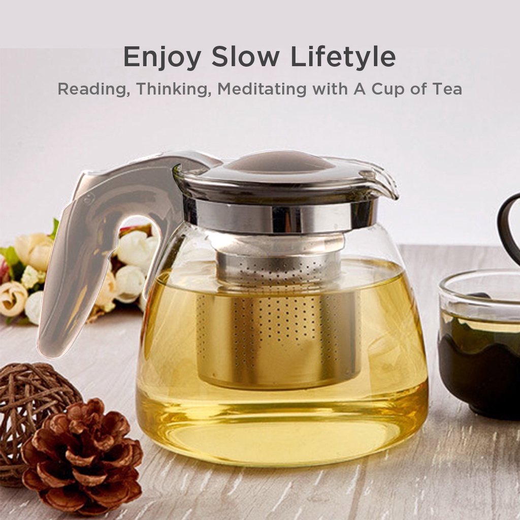 Jual Miniso Teko Teh Gelas Teapot Saringan Kaca 700ML 900ML 1.5L Tempat ...