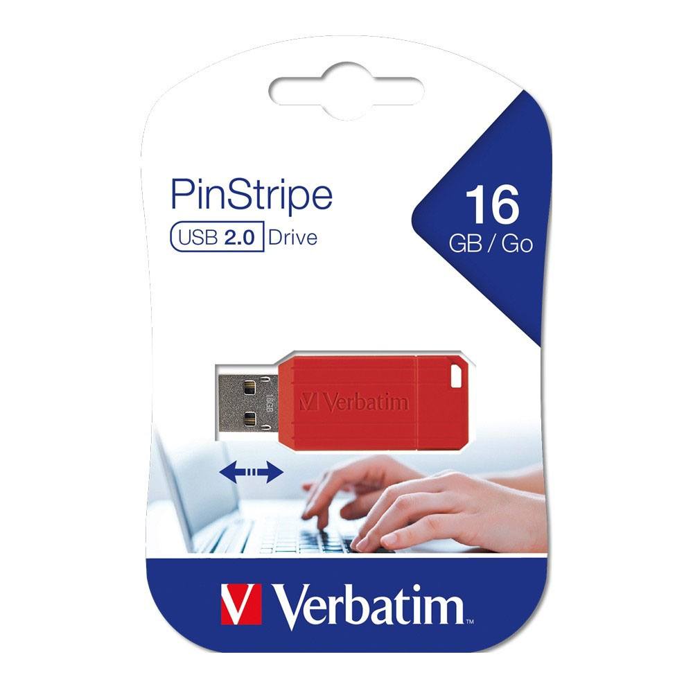Jual Verbatim PinStripe USB Drive 16GB - Red #49384 | Shopee Indonesia