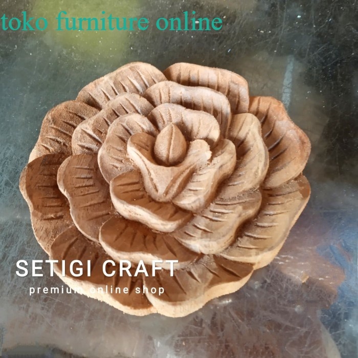 Jual Ukiran Tempel Bunga Mawar Kayu Jati Penghias Mebel D 10 cm ...