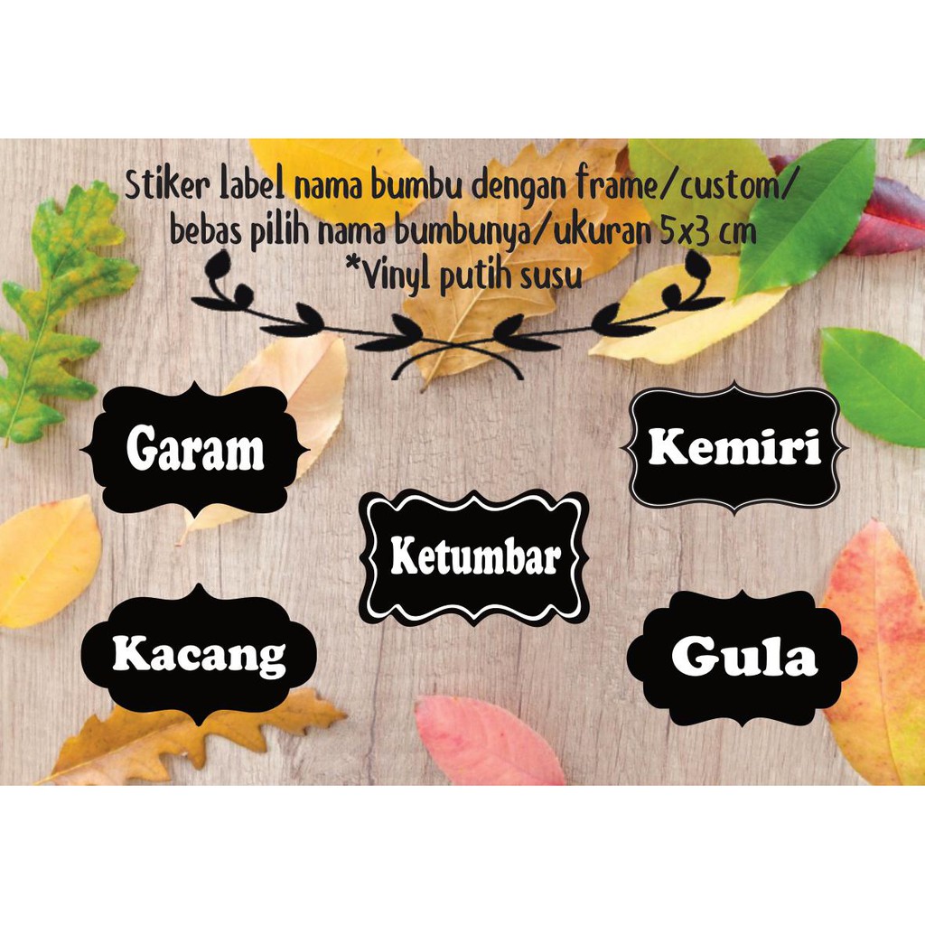 Jual Stiker Cutting Pantry Label Nama Bumbu Dapur Custom Vinyl ukuran ...