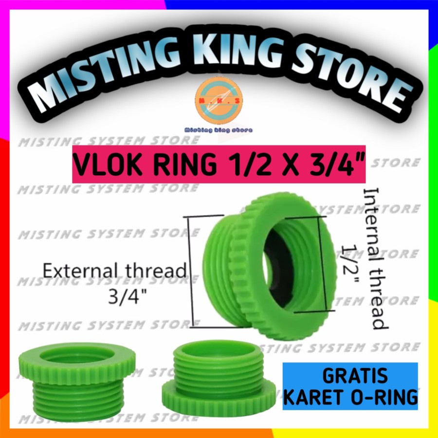 Jual VLOK RING 3/4 X 1/2 TAP ADAPTER QUICK CONNECTOR RELEASE KERAN KRAN ...