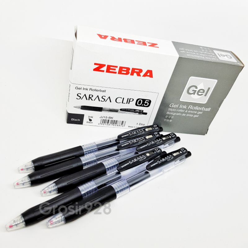Jual Pulpen Zebra Sarasa Clip Gel Ink Rollerball Hitam / Black Pen 0.5mm (PER BUAH) | Shopee ...