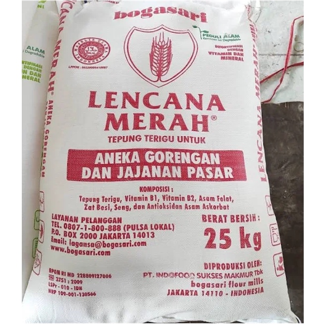 Jual Tepung Lencana Merah 25 KG Bogasari - Grab ONLY | Shopee Indonesia
