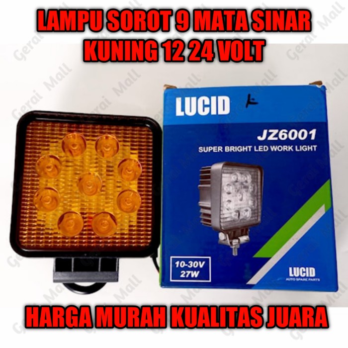 Jual Lampu Sorot Mobil Led Kotak 9 Mata sinar Kuning 12 24 volt ...