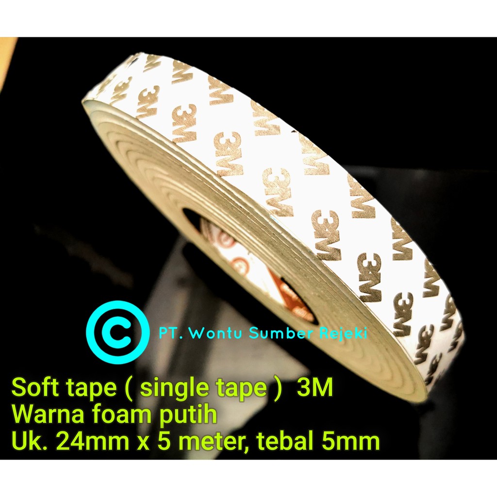 Jual Soft Tape - Single Tape Putih 3M uk. 24 mm x 5 Meter , tebal 5mm ...