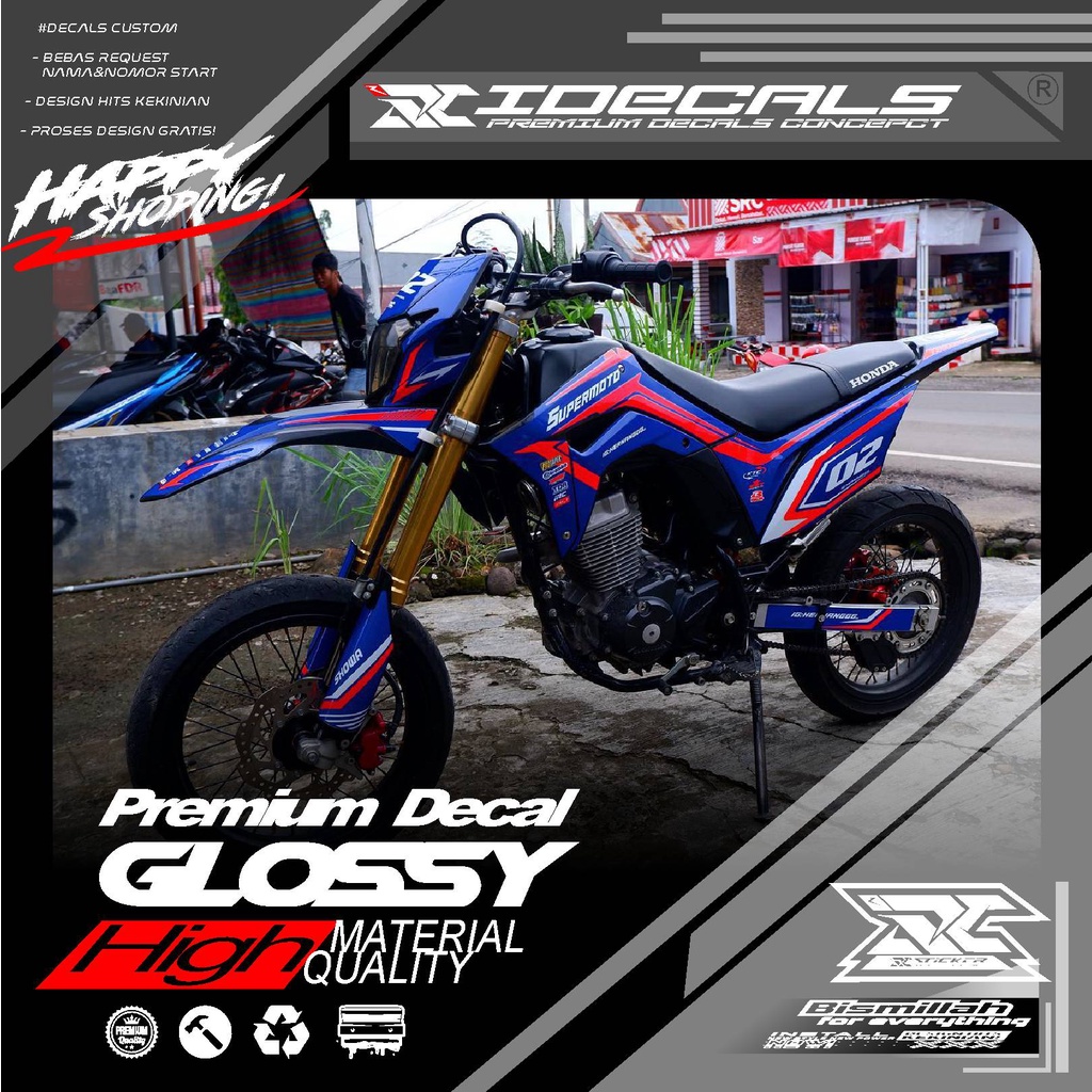 Jual 00254 sticker decals fullbody honda crf 150L tema garis simpel warna stabilo | Shopee Indonesia