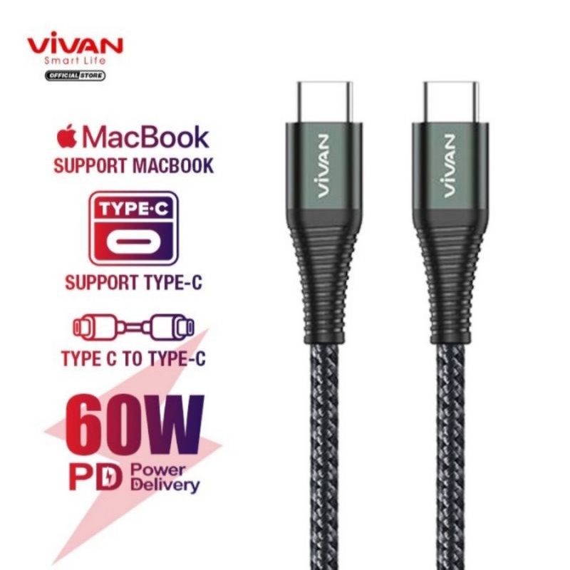 Jual Vivan KPD100S Kabel Data Type-C to TypeC Fast Charging PD 3A 60W ...