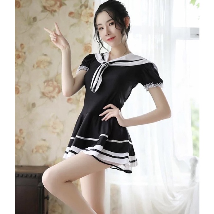Jual Emilia Sailor Black n White Babydoll Kostum Seragam Sekolah ...