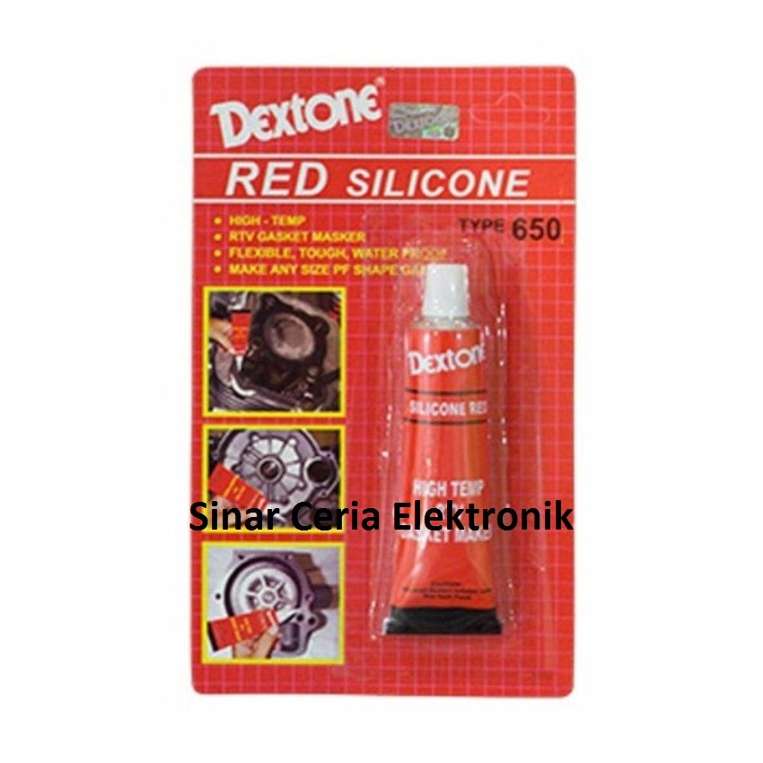 Jual Lem DEXTONE High Temp RTV RED Silicone Gasket Maker Waterproof ...