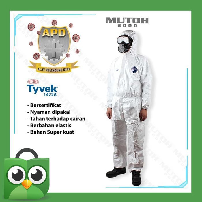 Jual Baju APD Hazmat Alat Pelindung Diri Anti Virus Dupont Tyvek 1422A ...