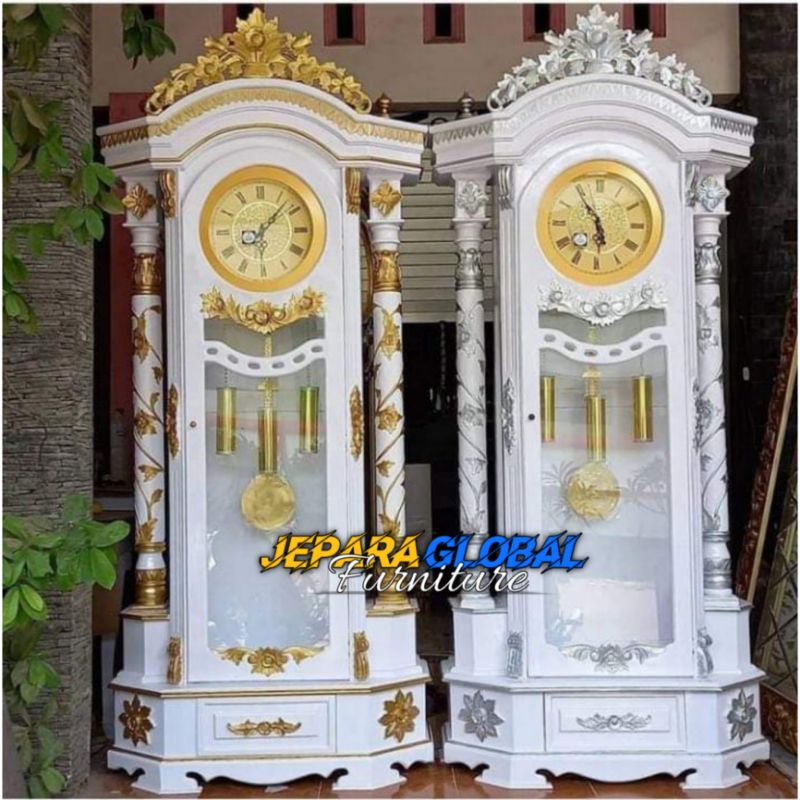 Jual Lemari Jam hias mawar duco white ( lemari pajangan,jam hias jati ...