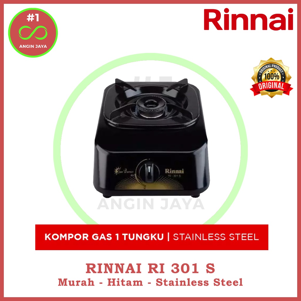 Jual RINNAI RI 301S Kompor Gas 1 Tungku RI301S Stainless Steel RI 301 S ...