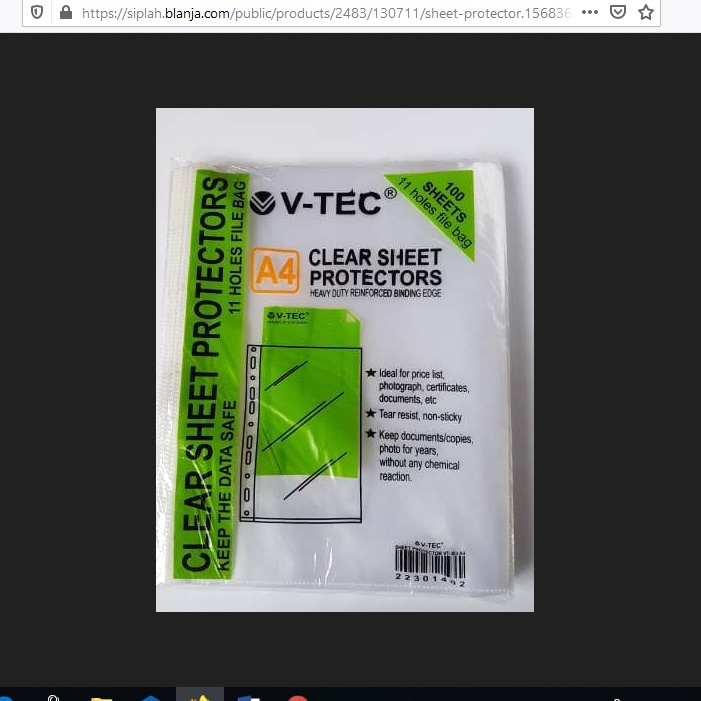 Jual Plastik Clear Sheet Protector A4 V-Tec (100 lembar) | Shopee Indonesia