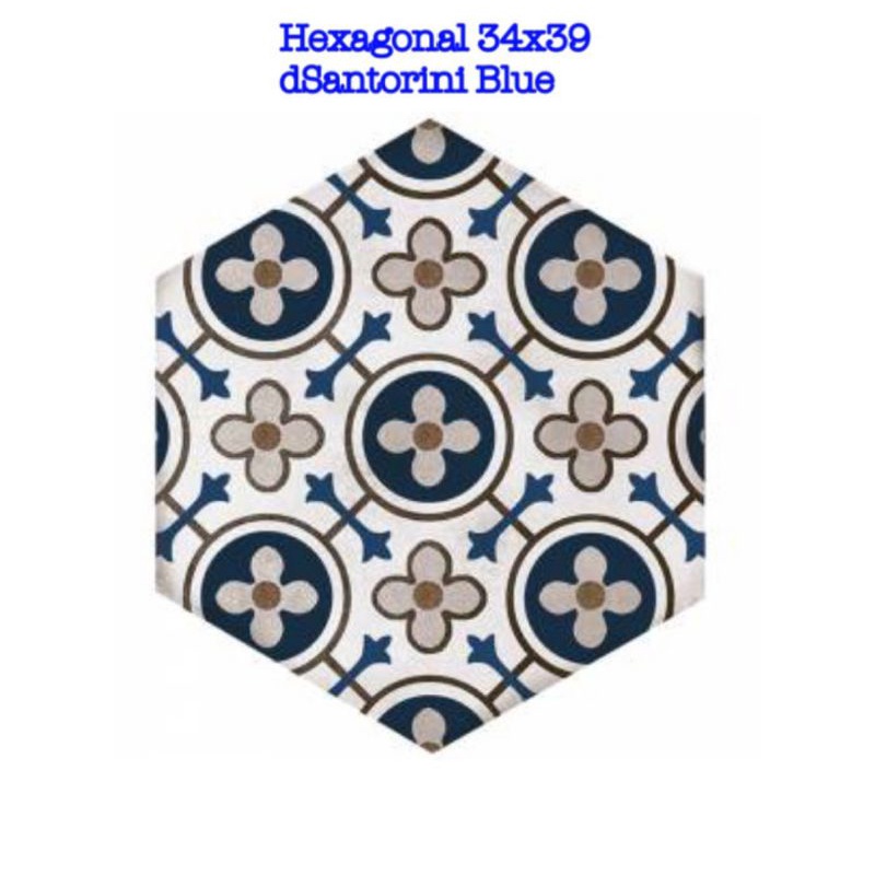 Jual Roman keramik Hexagonal dsantorini blue size 34x39 kw 1 | Shopee ...