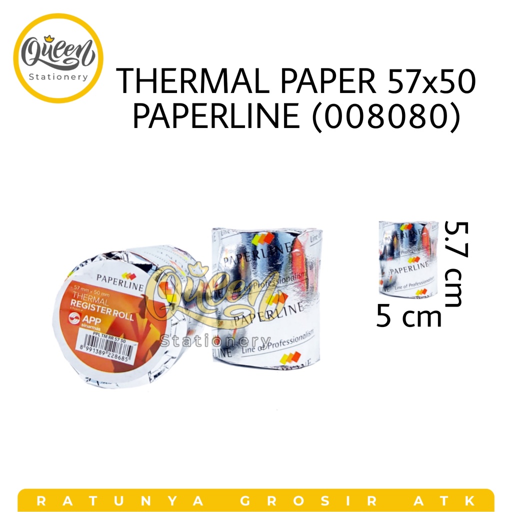 Jual 1 PCS THERMAL PAPER 57X50 PAPERLINE / KERTAS KASIR / KERTAS NOTA ...