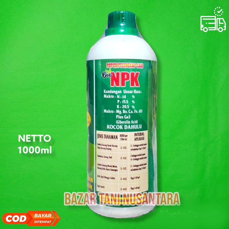 Jual Bio NPK Cair Pupuk Bio Npk Cair plus Ga3 21% 1 liter | Shopee Indonesia