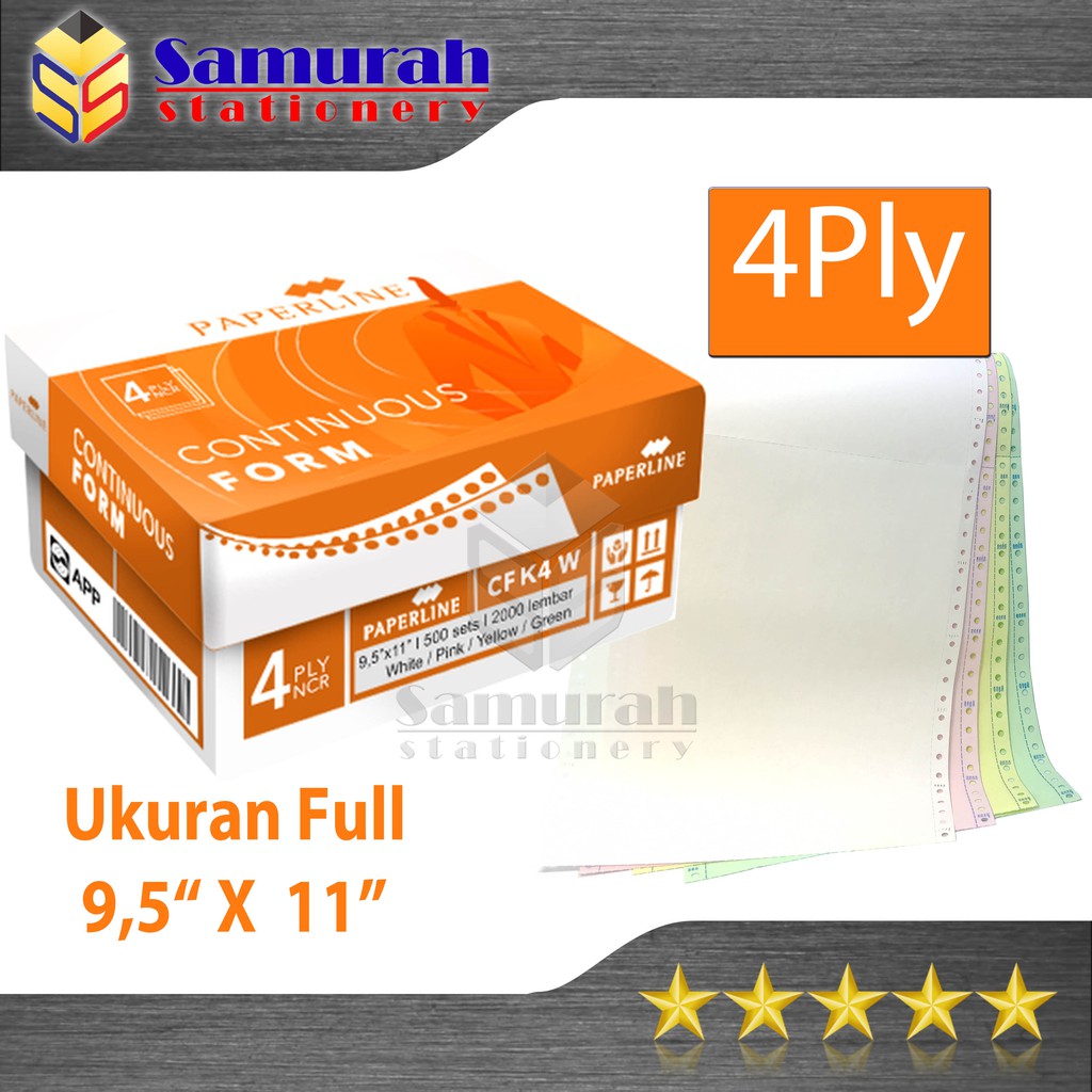 Jual Kertas Continuous Form Paperline 9,5 x 11 K4 W Full 2 PLY NCR / 9 ...