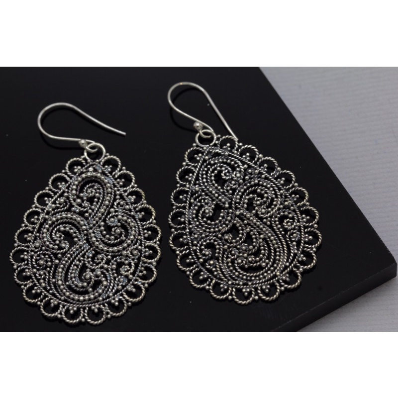 Jual ANTING PERAK BAKAR BALI UKIRAN BALI KERAWANG GIWANG 925 | Shopee ...