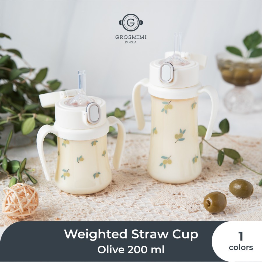 Jual GROSMIMI PPSU OLIVE Weighted Straw Cup (200ml/300ml) | Shopee Indonesia