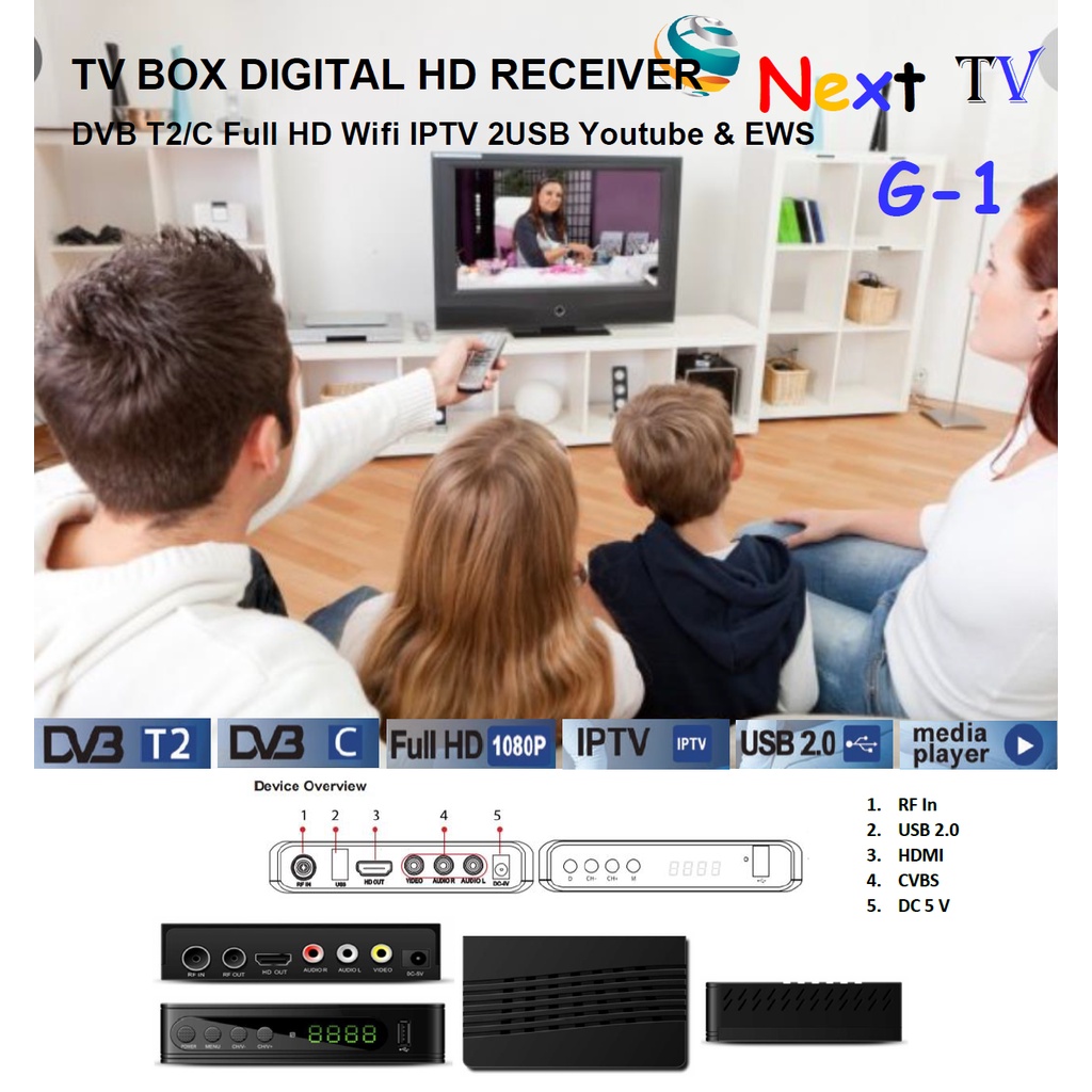 Jual Set Top Box (STB) NEXT TV Digital Receiver G1, DVB-T2/DVB-C (EWS ...