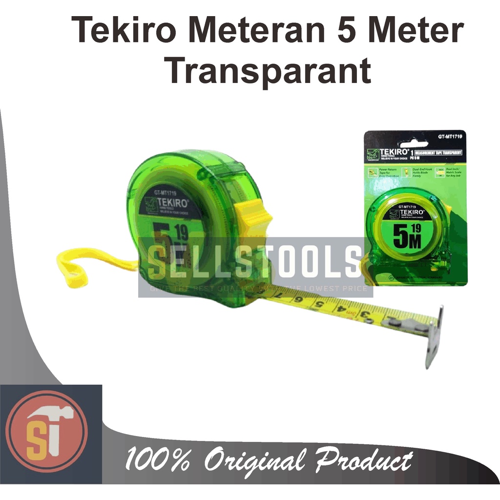 Jual TEKIRO Meteran 5 M / Meteran Transparan 5 Meter / Meteran Tangan ...