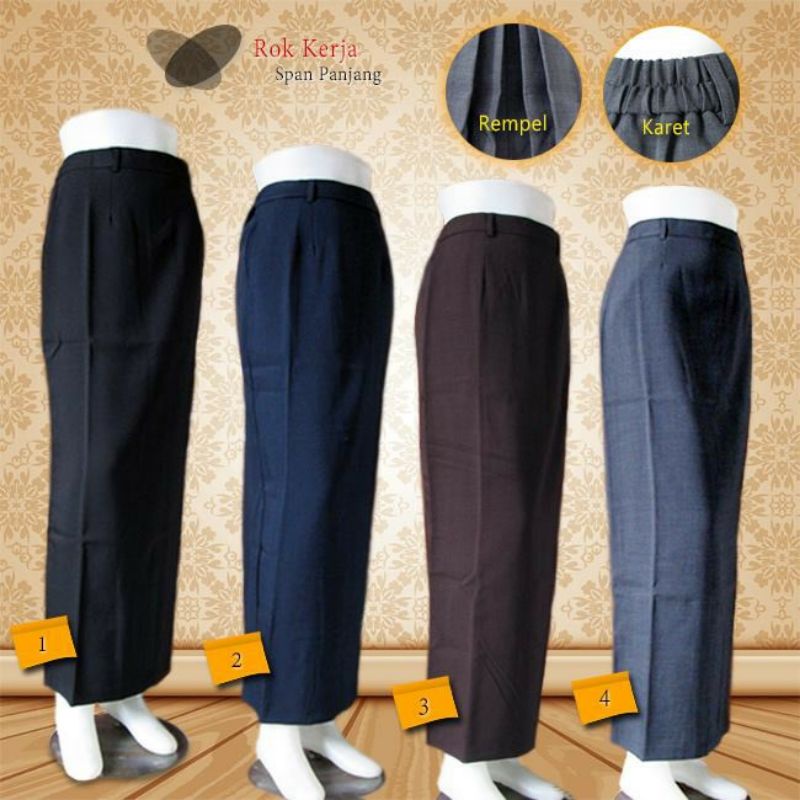 Jual Rok Kerja Wanita Model Span Maxi Ukuran Jumbo Xxl/3L Bahan Grasela ...