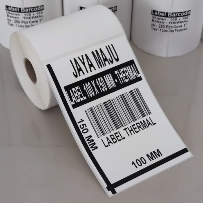 Jual Kertas Label Barcode Thermal 100 x 150 mm 1 Line 250 pcs / Roll Stiker Pengiriman ...