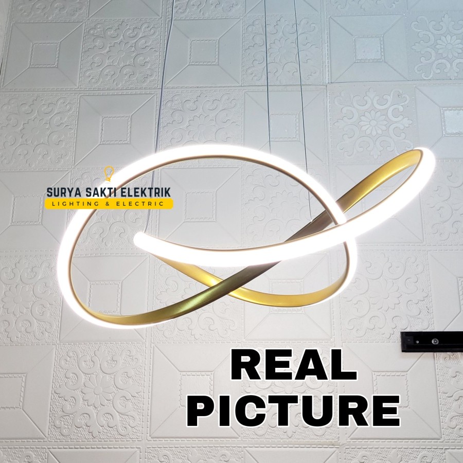 Jual LAMPU GANTUNG LED RING FLEX MODERN MINIMALIS GOLD NYALA 3 WARNA ...