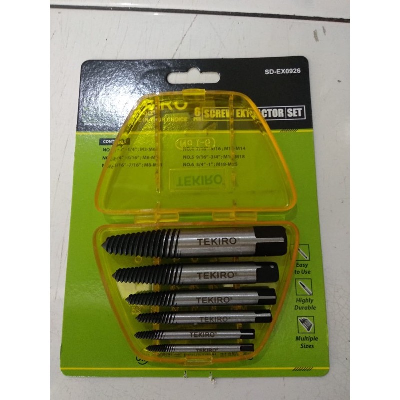 Jual TAP BALIK SET 6 PCS / ALAT PEMBUKA BAUT RUSAK SCREW EXTRACTOR 6 ...