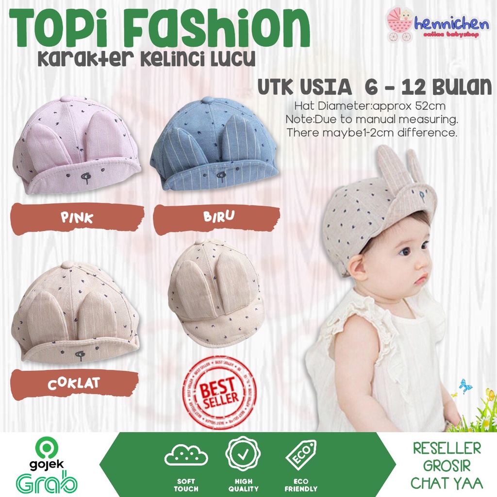 Jual IMPORT Topi Anak Fashion Karakter Lucu Kelinci 3D 6- 12 bulan ...