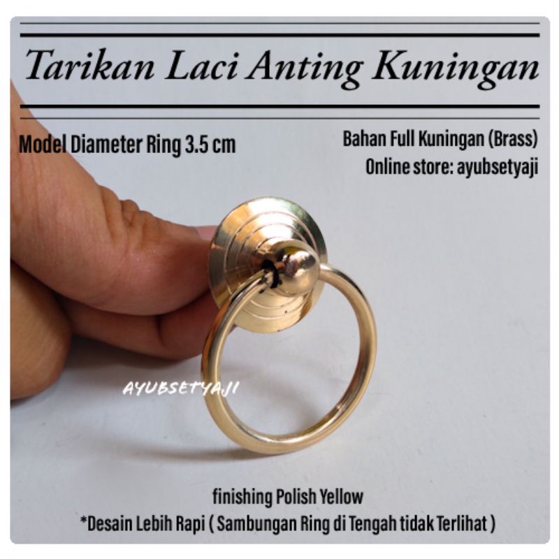 Jual Handle pintu Lemari kuningan model Anting Diameter Ring 3.5cm ...