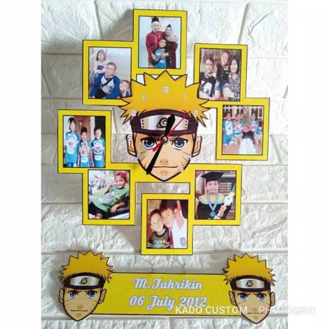 Jual Jam dinding bingkai foto karakter kartun naruto hadiah gift kado ...
