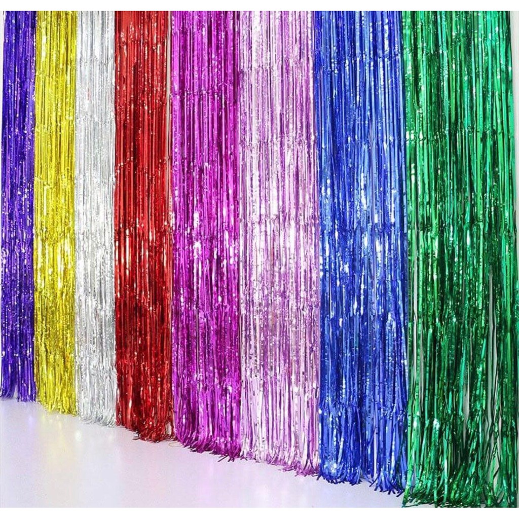 Jual FOIL TIRAI CURTAIN METALIK GLOSSY Backdrop Rumbai Pesta 1x2meter ...