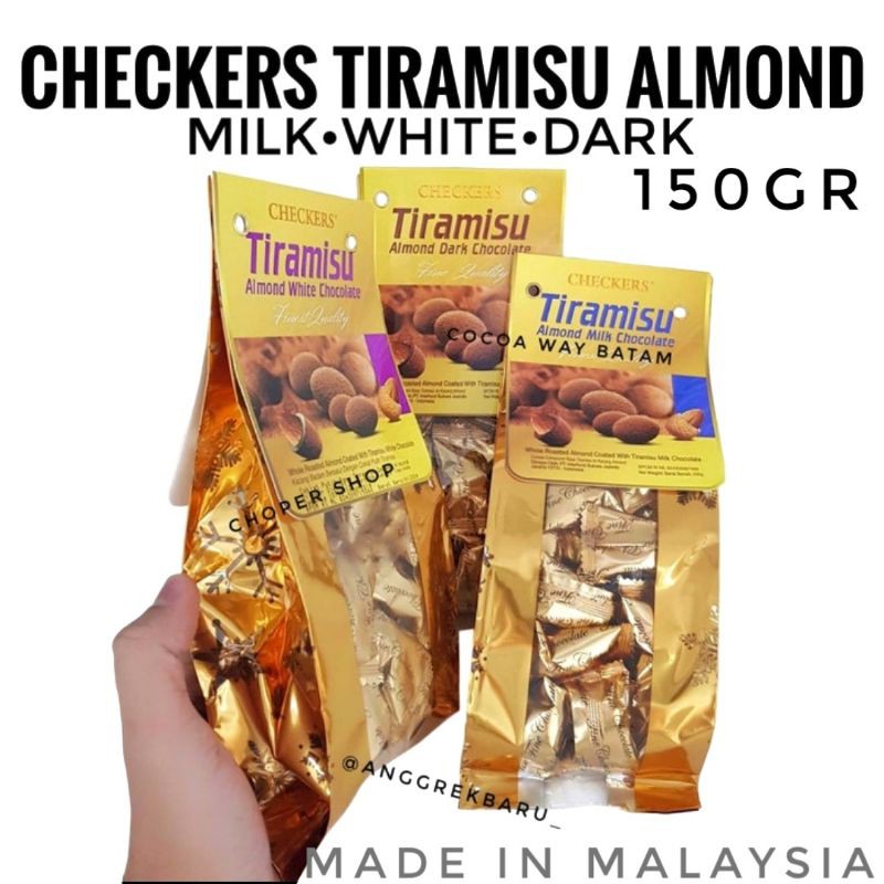 Jual Coklat Checkers Tiramisu Almond 150gr / Cokelat Malaysia Checker ...
