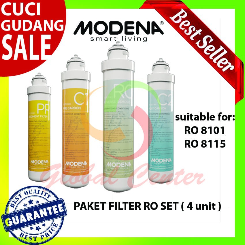 Jual PAKET FILTER RO MODENA - PP, C1, RO dan C2 UNTUK RO 8101 dan 8115 ...