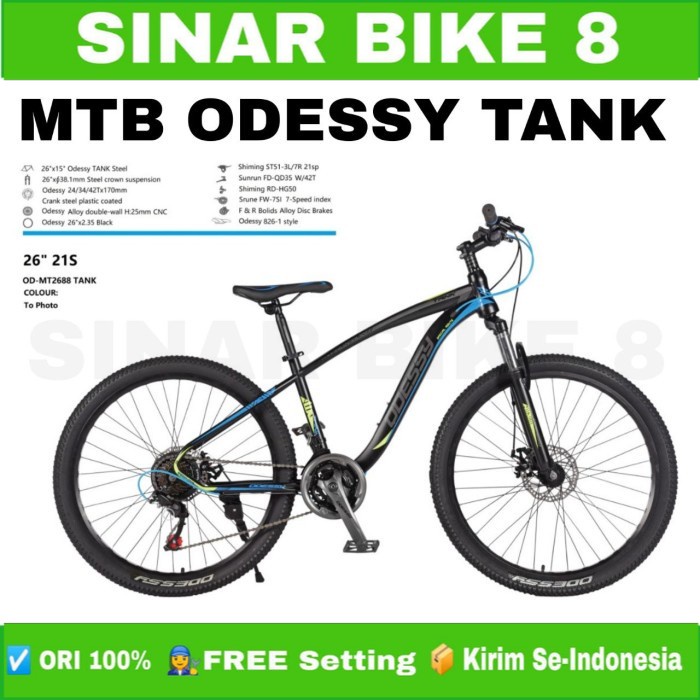 Jual Sepeda Gunung MTB Ukuran 26 Inch ODESSY TANK MT2788 21 Speed | Shopee Indonesia