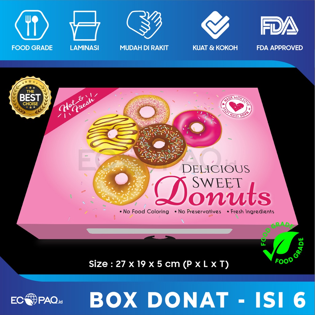 Jual Kotak Donat - Box Donat - Kotak Donat - HOF - PINK - Isi 6 (20 pcs ...