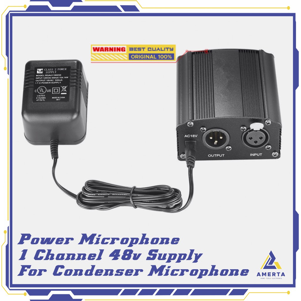 Jual Phantom Power Microphone 1 Channel 48V Supply for Condenser ...
