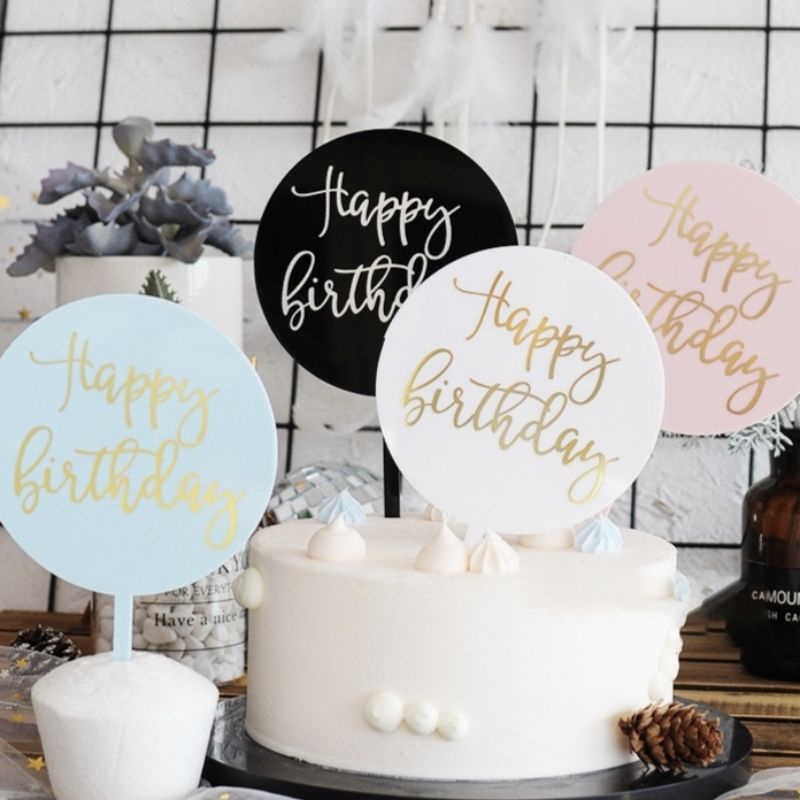 Jual Happy Birthday Cake Topper Bulat Solid Tusukan Lingkaran Hiasan ...