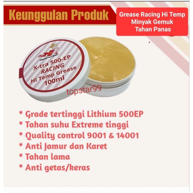 Jual Grease Minyak Gemuk Racing Tahan Panas Stemped Pelumas Bearing Cvt ...