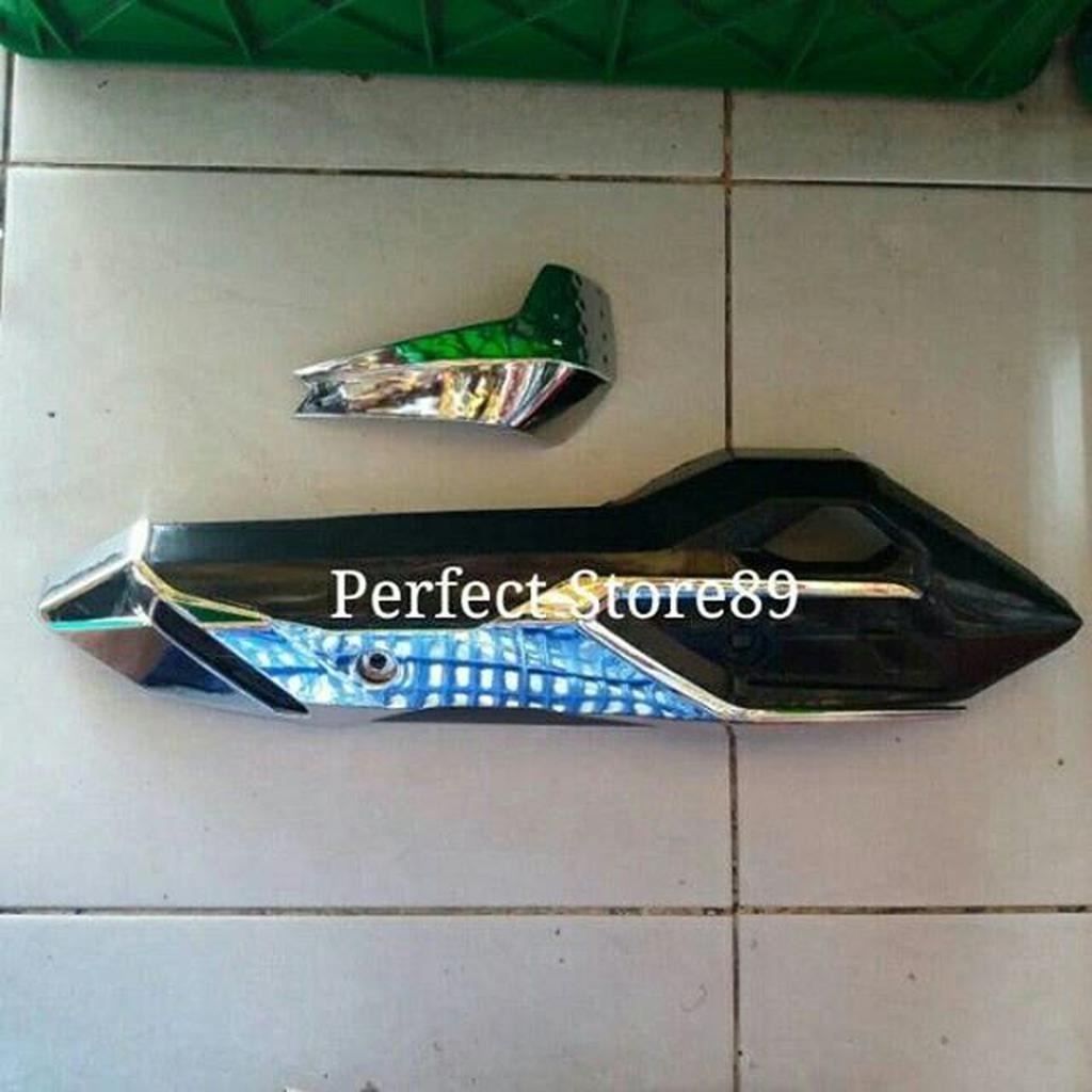 Jual Cover knalpot Vario 150 / 125 Led 2 tone Crum / Chrome | Shopee ...