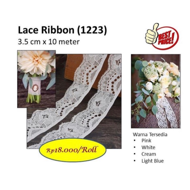 Jual Lace Ribbon - Pita Renda - handbouquet - barang florist(1223 ...