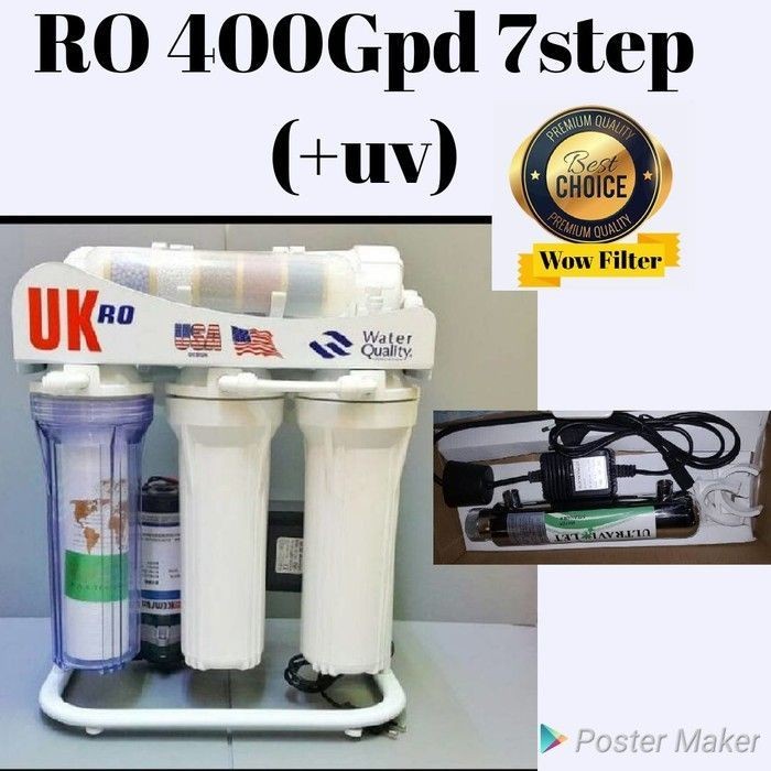 Jual MESIN RO 400 GPD + UV ULTRAVIOLET / MESIN RO 400GPD 7STEP | Shopee ...