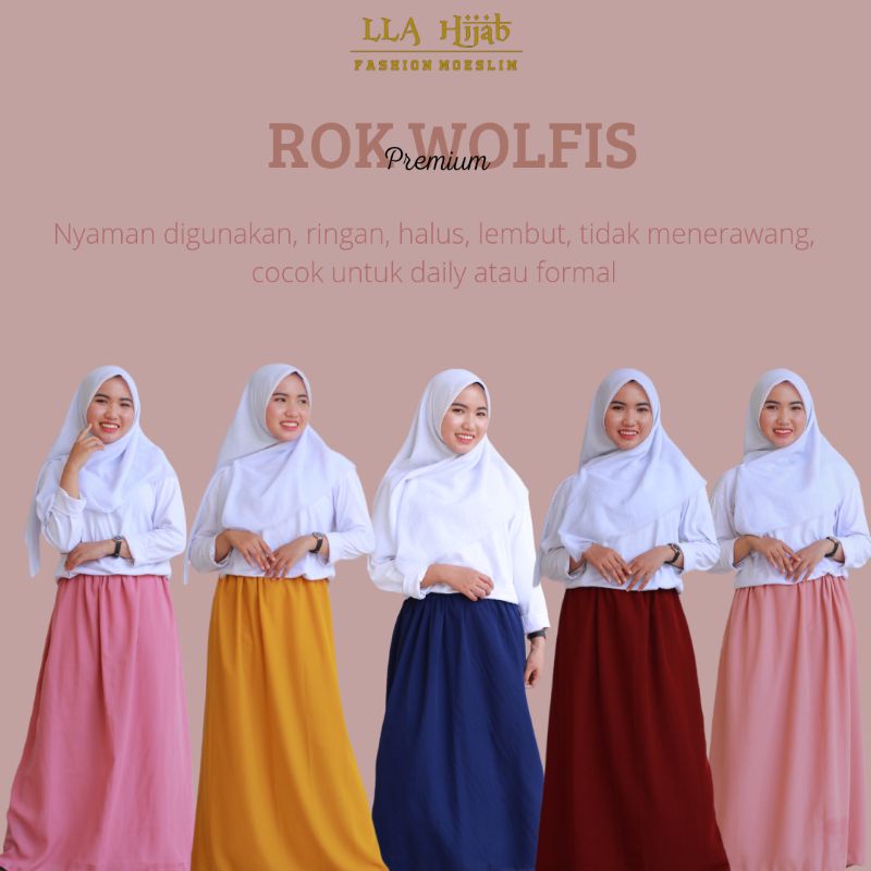 Jual LLA HIJAB - Rok panjang/rok polos/rok wolfis premium/rok panjang ...